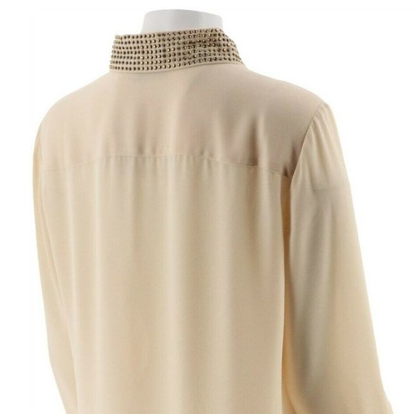 Joan Rivers | Tops | Joan Rivers Silky Blouse Embellished Collar | Poshmark